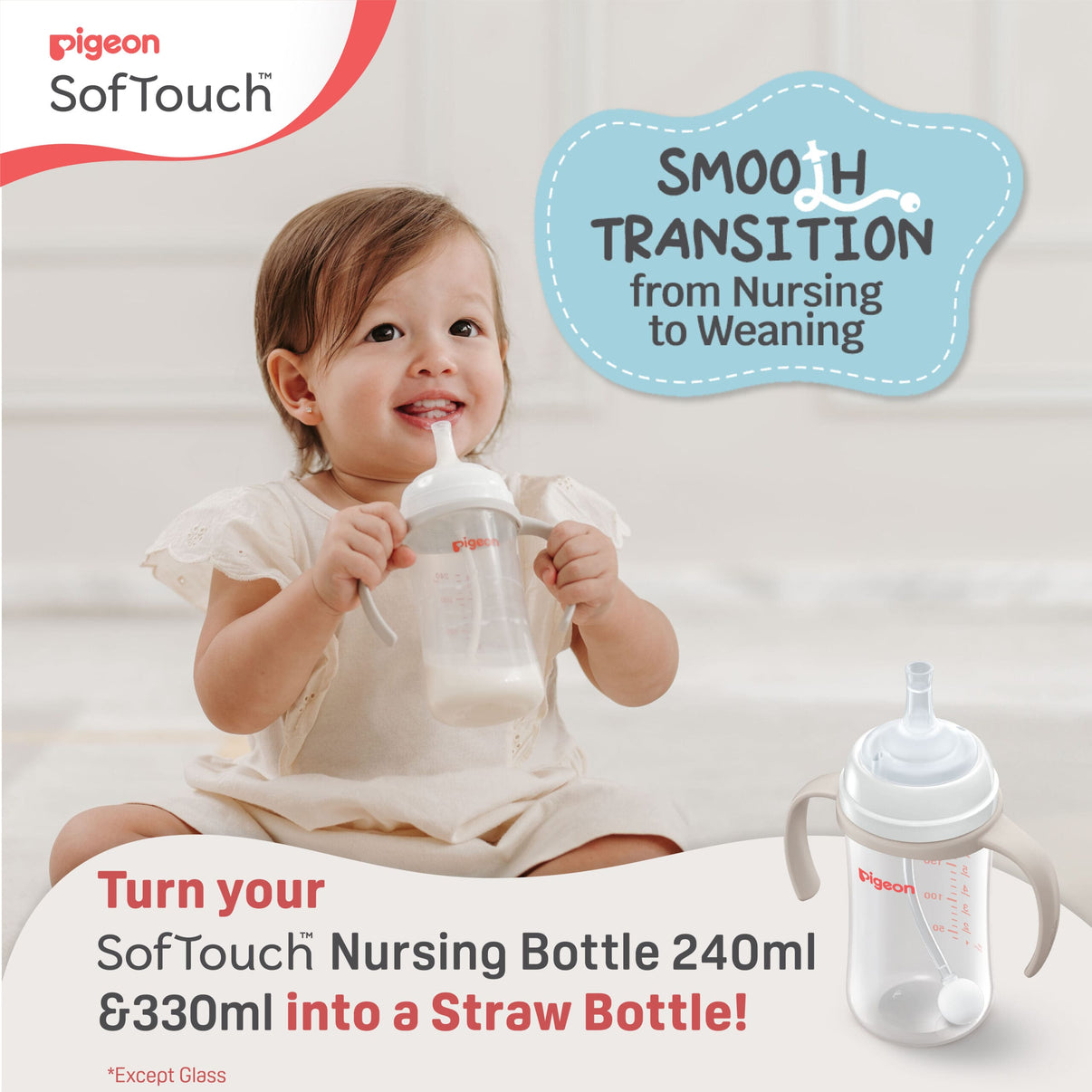 SofTouch™ Nursing Bottle Drinking Straw Top Set – Pigeon Singapore